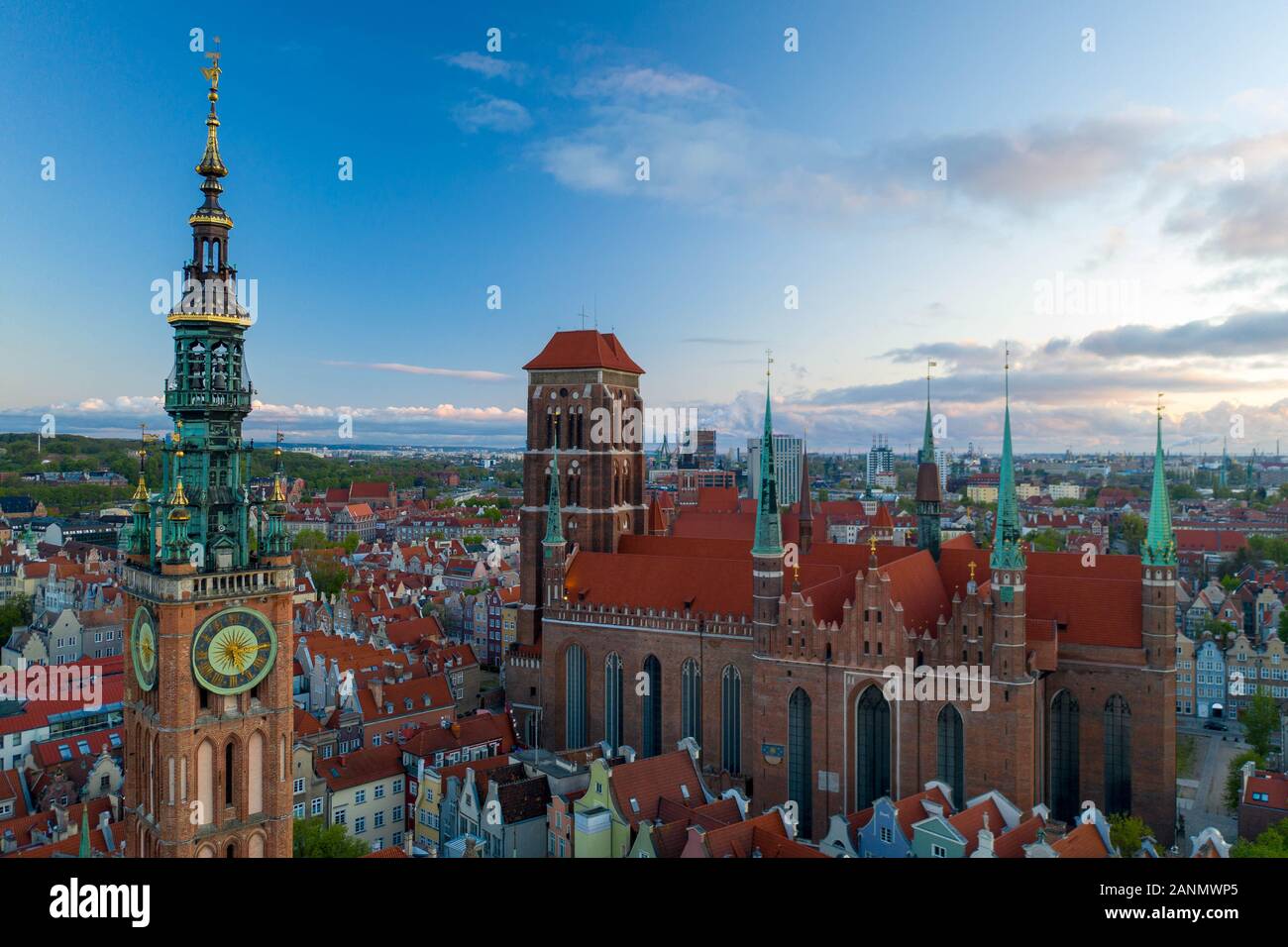 Aerial view to old town in Gdansk Stock Photo - Alamy