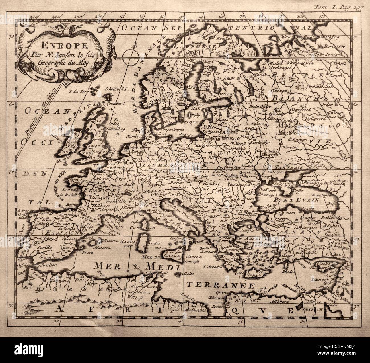Old map of Europe of 1660. Europe par N. Sanson le fils Geographe du ...