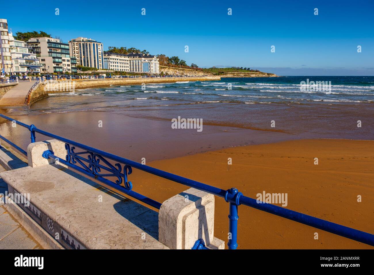 Panoramic view. Sardinero beach. Santander, Cantabrian Sea. Cantabria ...