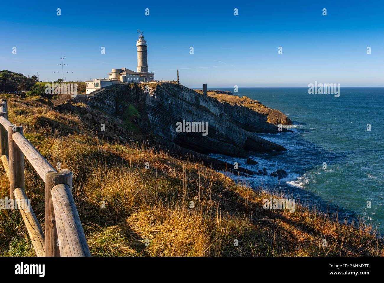 Cabo Mayor lighthouse. Santander, Cantabrian Sea. Cantabria, north ...