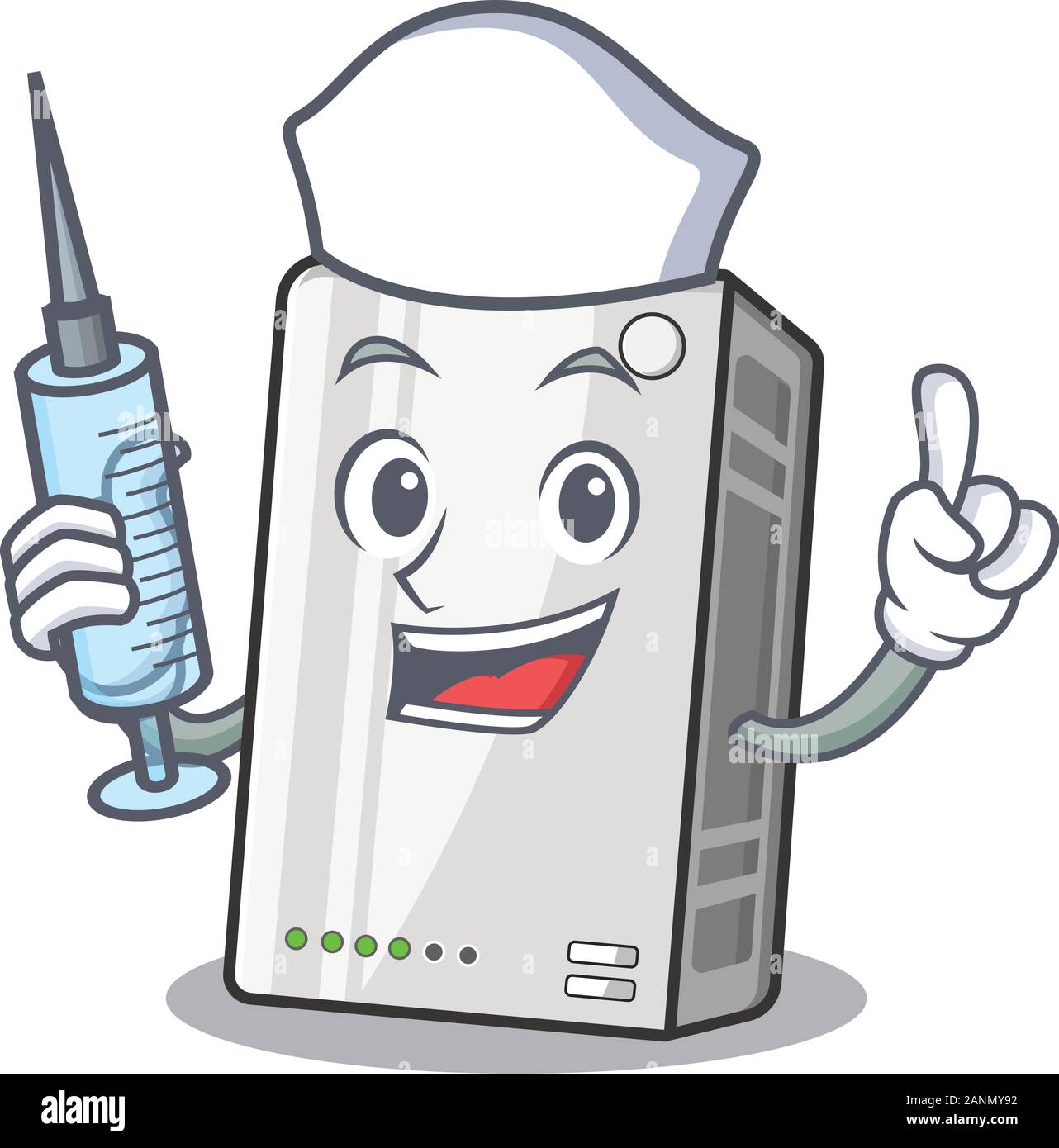 Smiley Nurse power bank cartoon character with a syringe Stock Vector ...