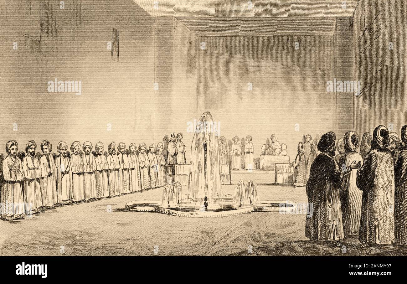 Hearing at the Imam of Sanaa. History of Saudi Arabia. Old engraving ...