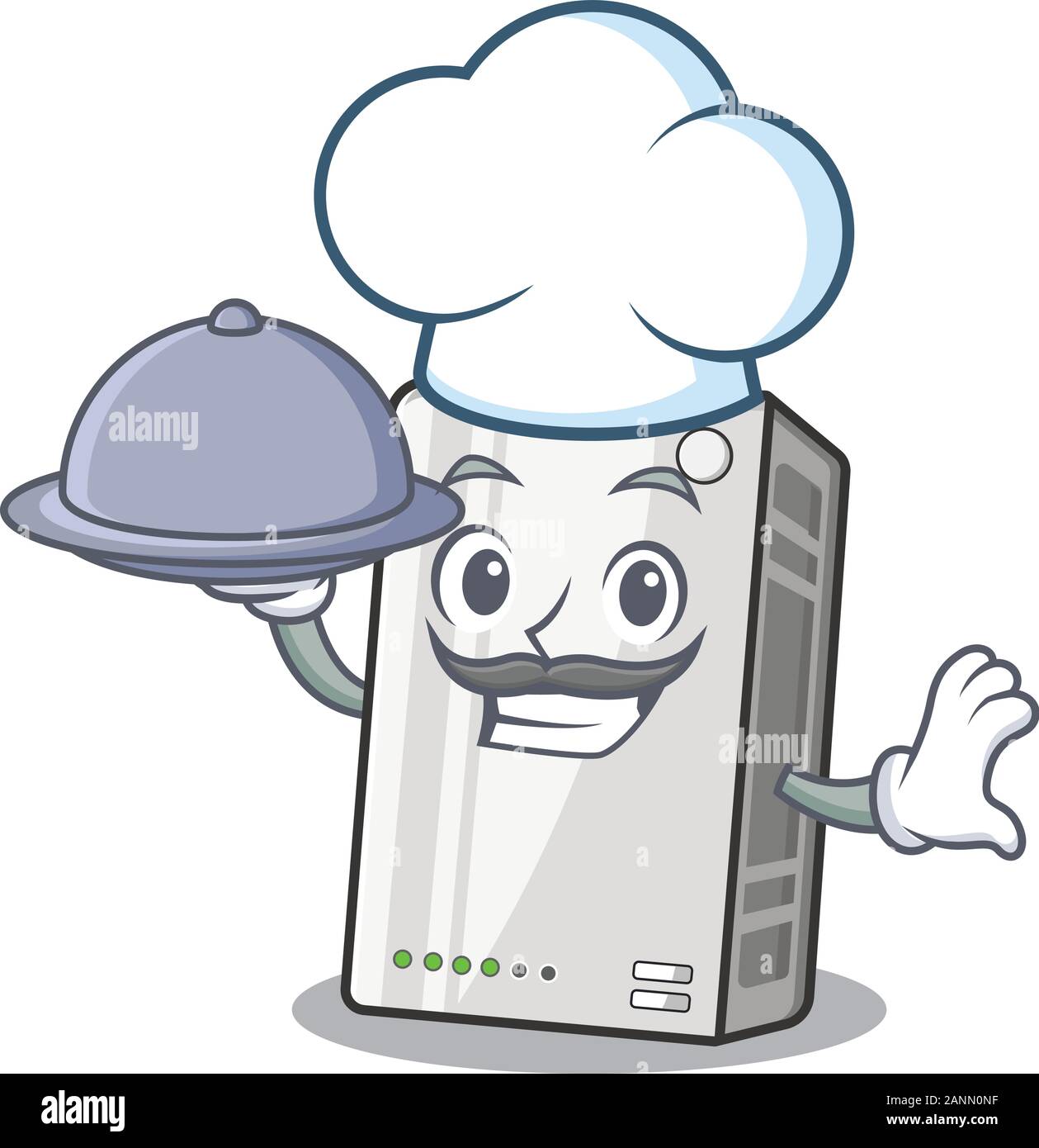 cartoon design of power bank as a Chef having food on tray Stock Vector ...