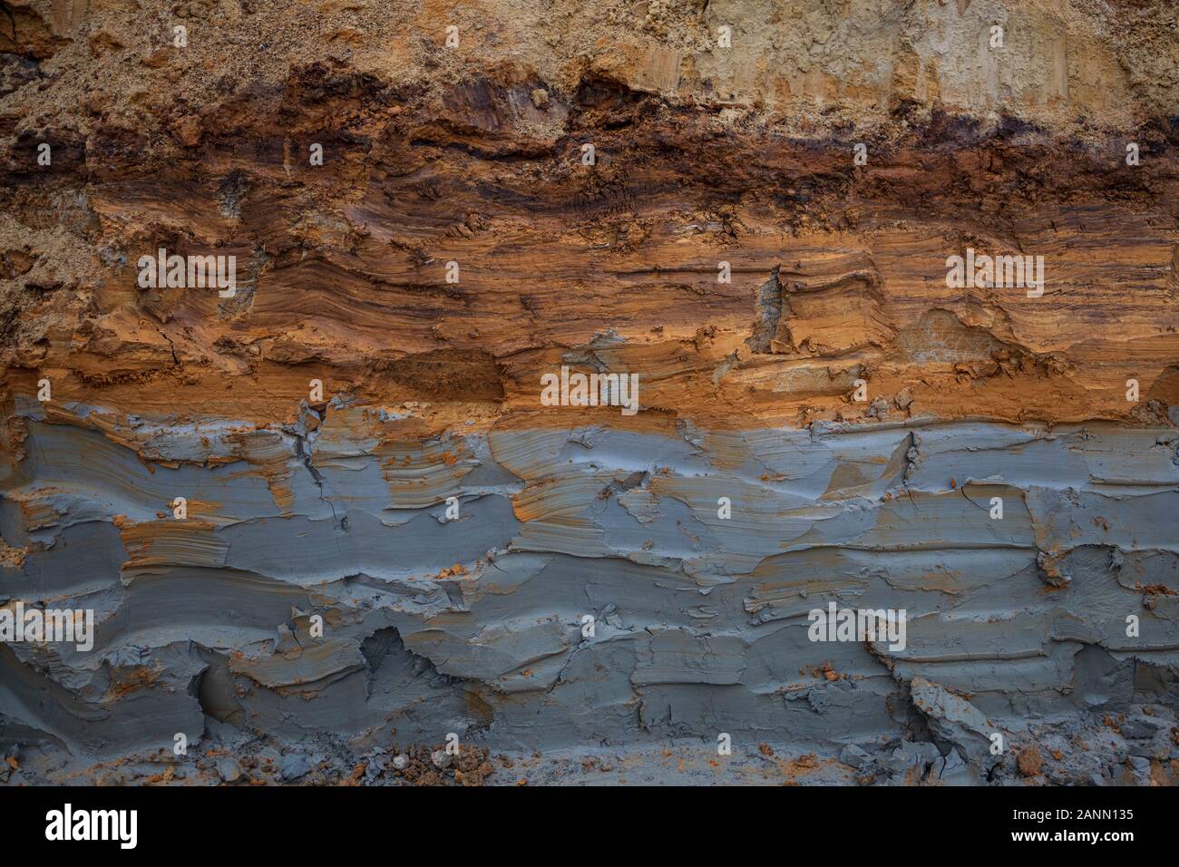Textured layers of freshly excavated earth and clay Stock Photo - Alamy