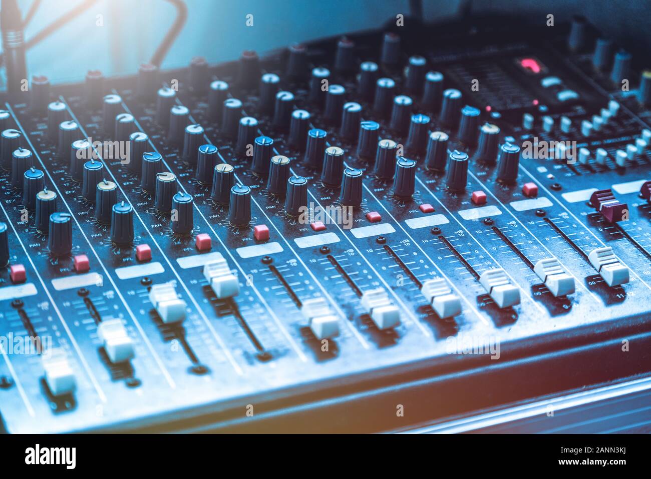 Amplifier mixer and equalizer in studio room in close up view Stock ...