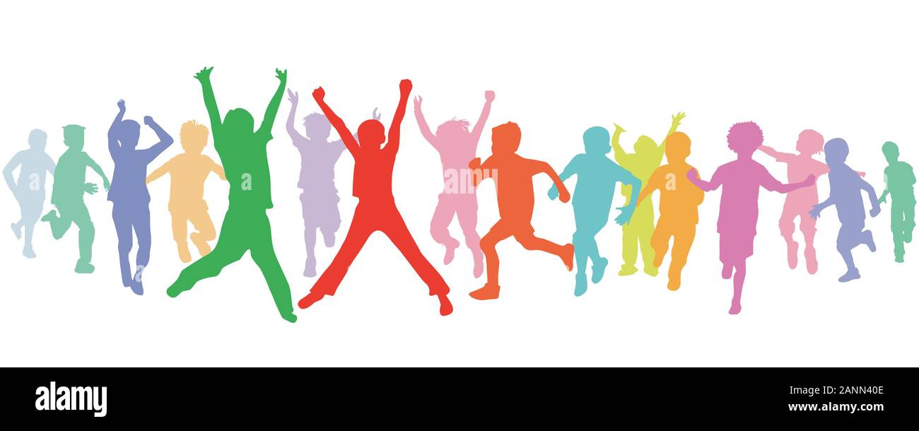 A group of kid run and have fun, illustration-Isolated Stock Vector ...