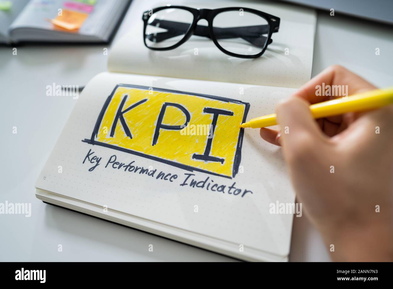 Close-up Of A Businessperson's Hand Drawing Key Performance Indicator ...