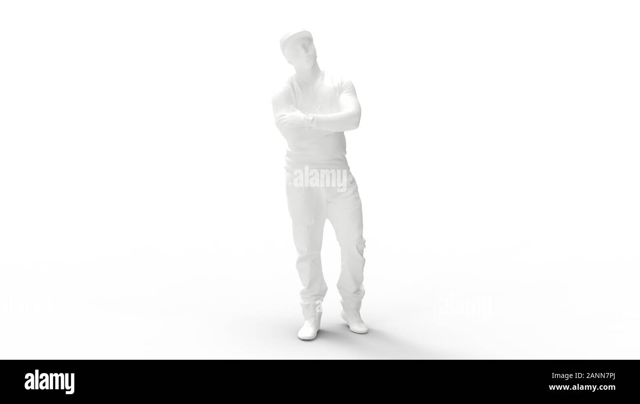 3d rendering of a man with a cap isolated in studio background Stock ...