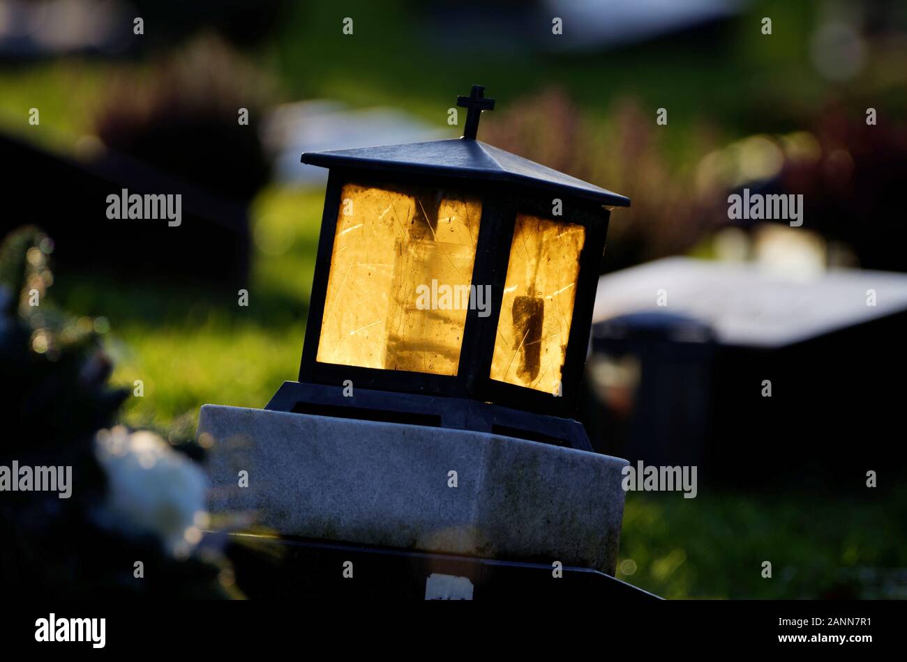 Cross Silhouette On Gravestone High Resolution Stock Photography and ...