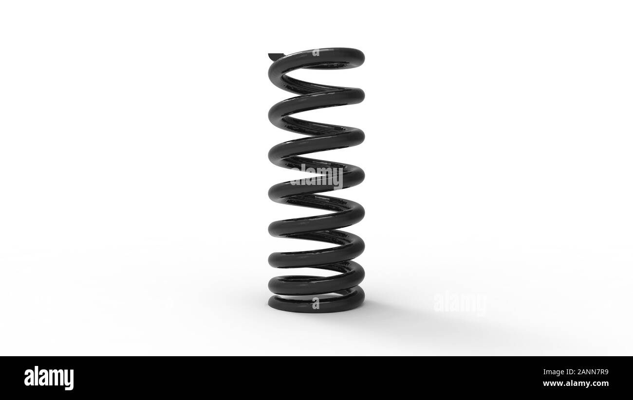 3d rendering of a black spring coil isolated on white background Stock ...