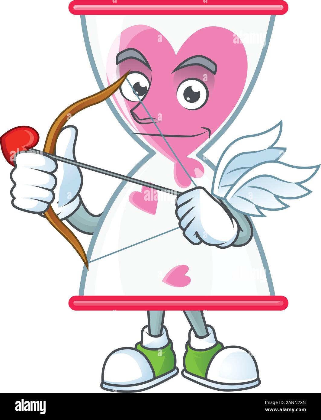 A romantic sweet love clock sand Cupid with arrow and wings Stock ...