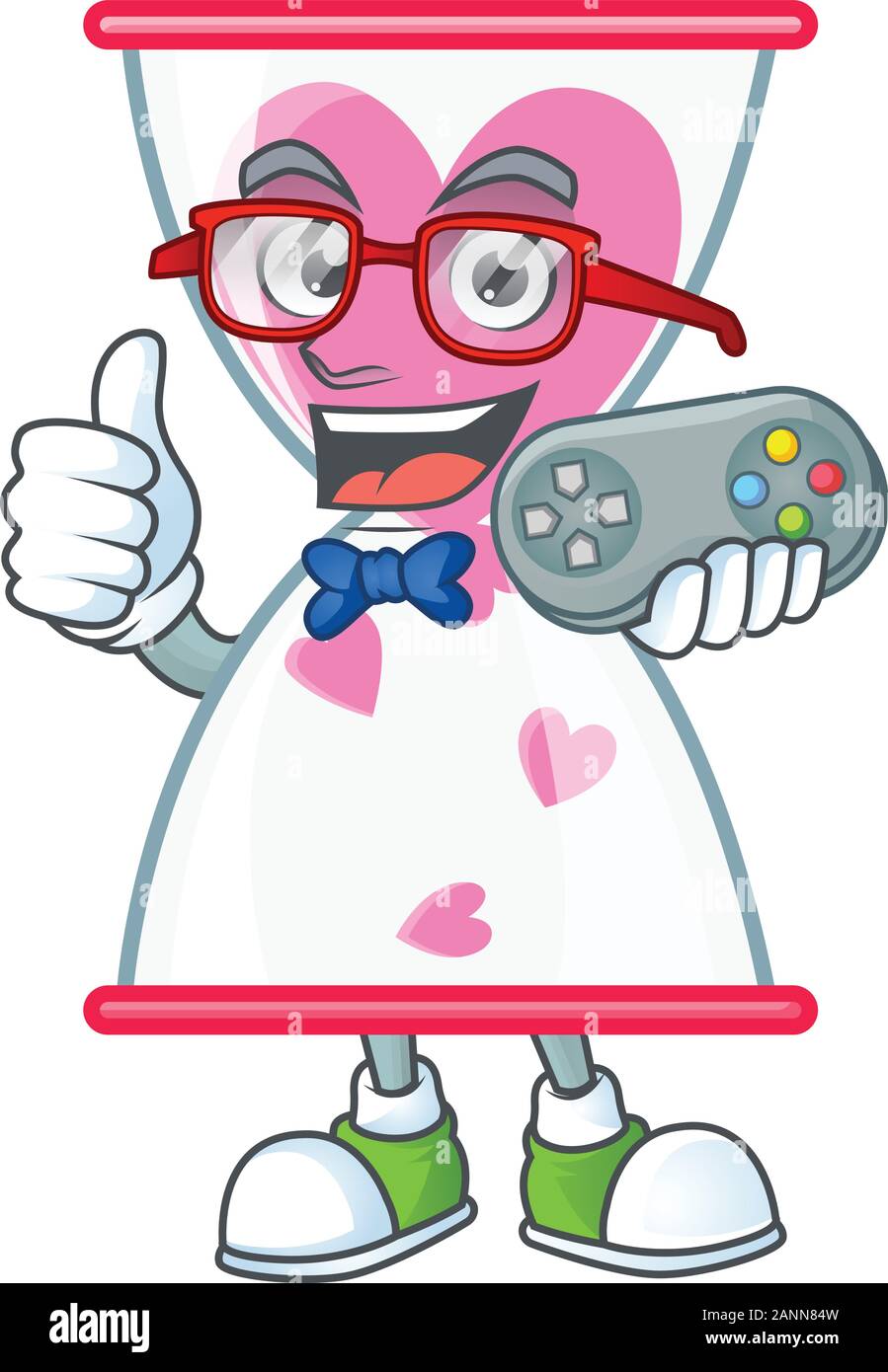 Smiley gamer love clock sand cartoon mascot style Stock Vector Image ...