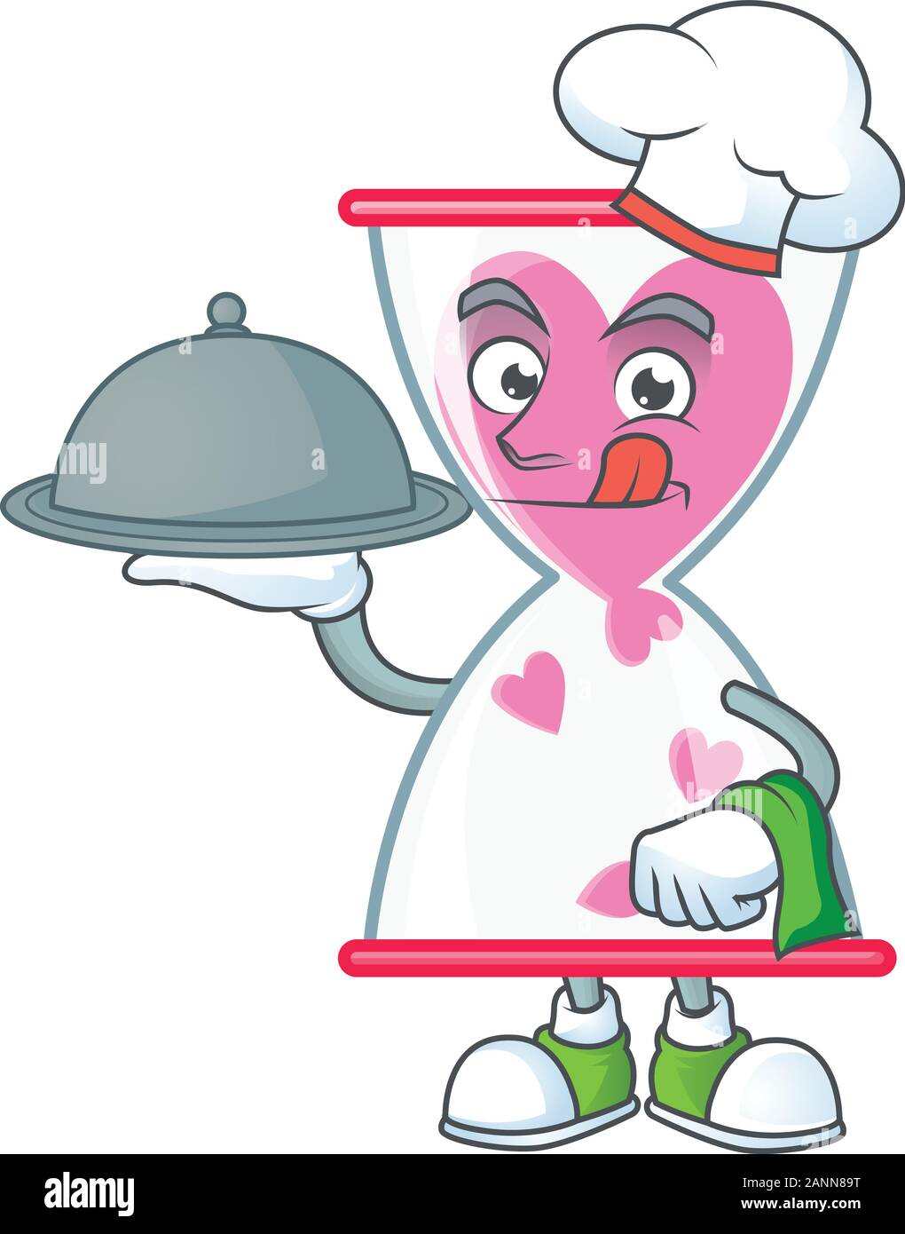 cartoon design of love clock sand as a Chef having food on tray Stock ...