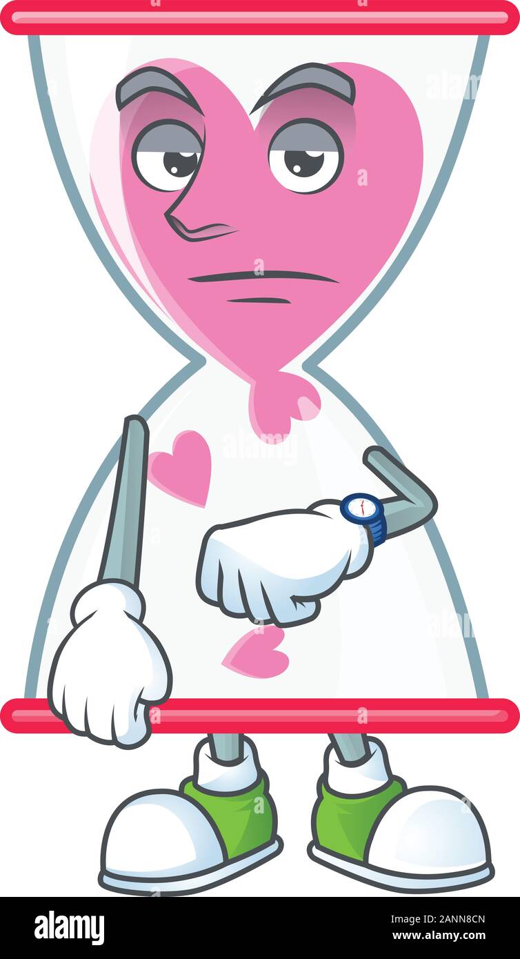 cartoon character design of love clock sand on a waiting gesture Stock ...