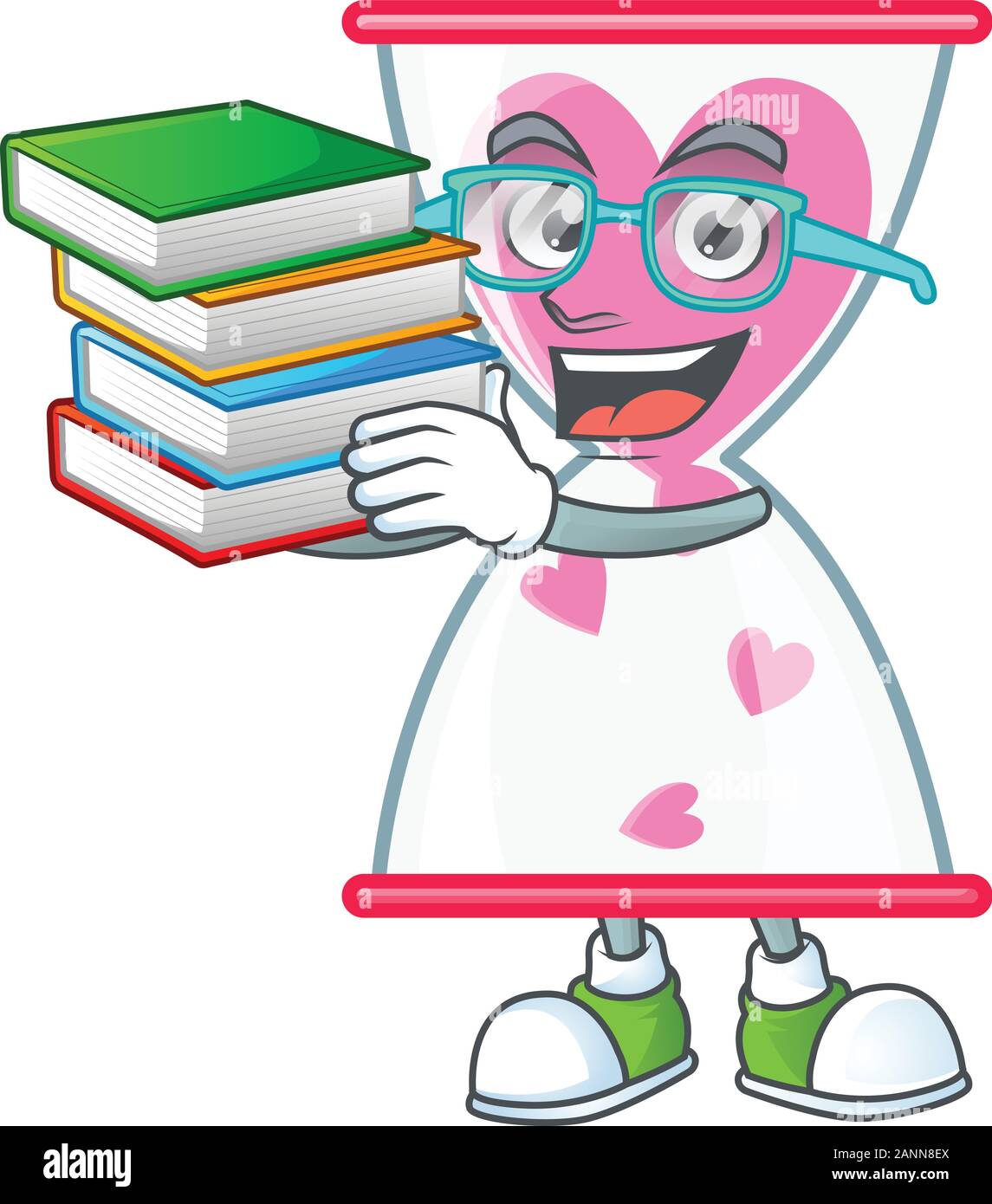 Cool and clever Student love clock sand mascot cartoon with book Stock ...