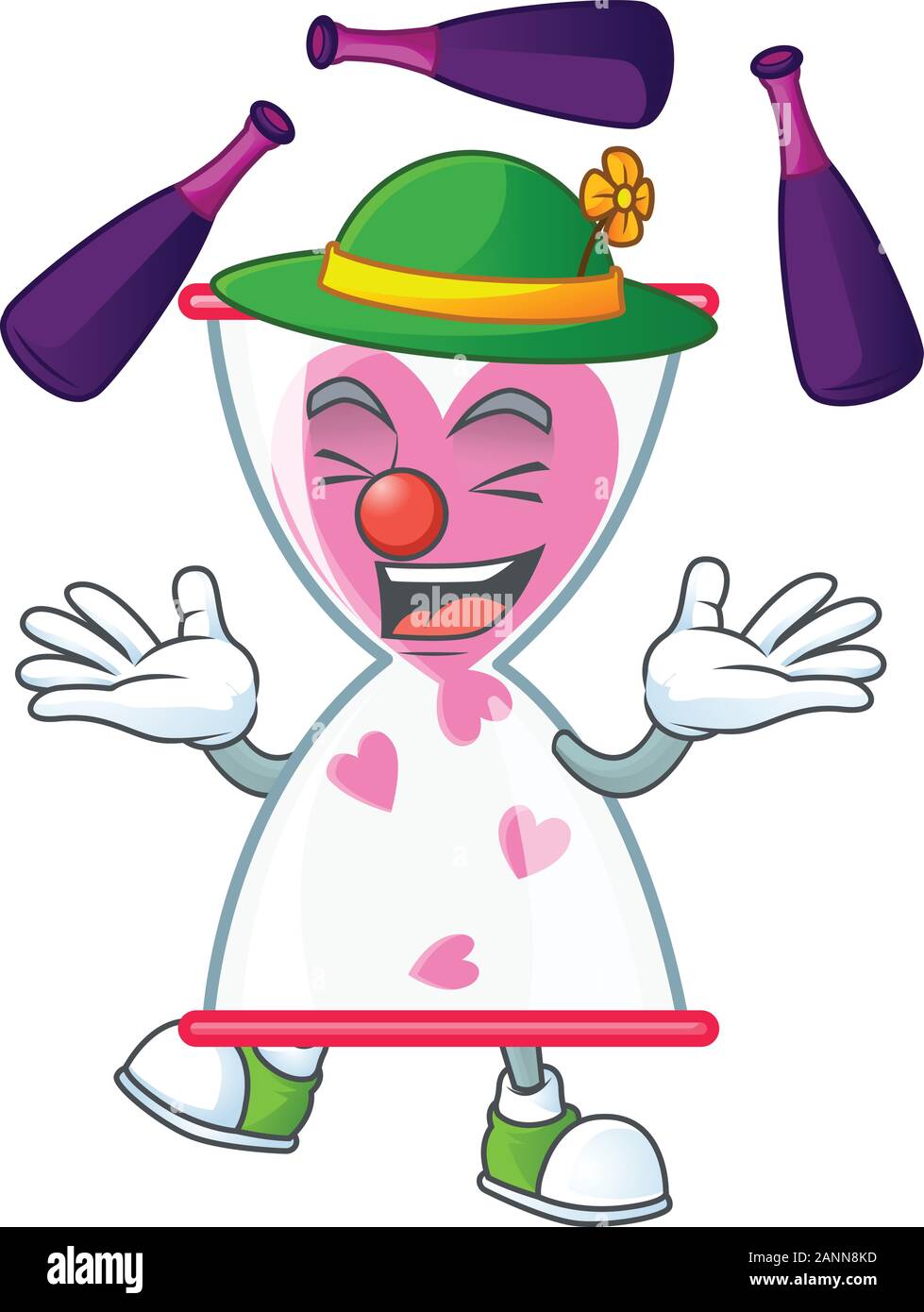 Smart love clock sand cartoon character design playing Juggling Stock ...