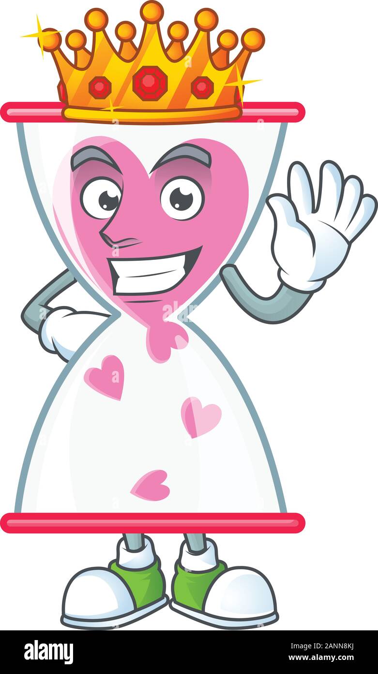 A stunning of love clock sand stylized of King on cartoon mascot style ...