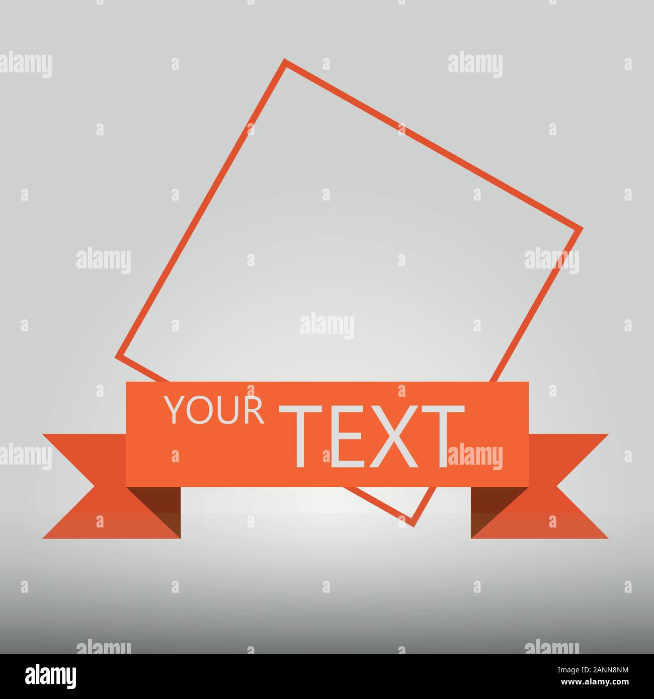 Orange ribbon with square frame for your text - vector illustration ...