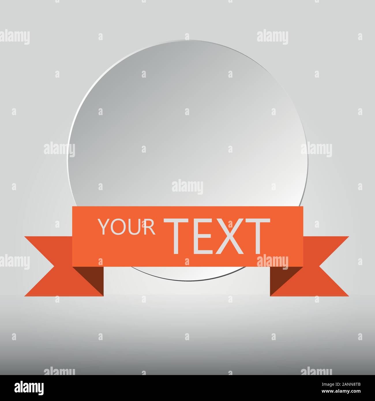 Round white emblem with orange ribbon. White label - vector ...