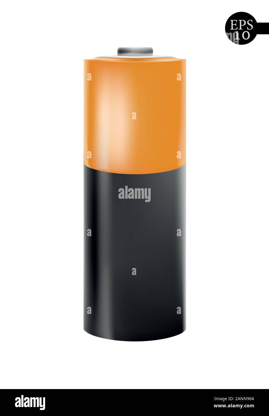 Orange battery icon. Vector illustration of a charged battery isolated ...