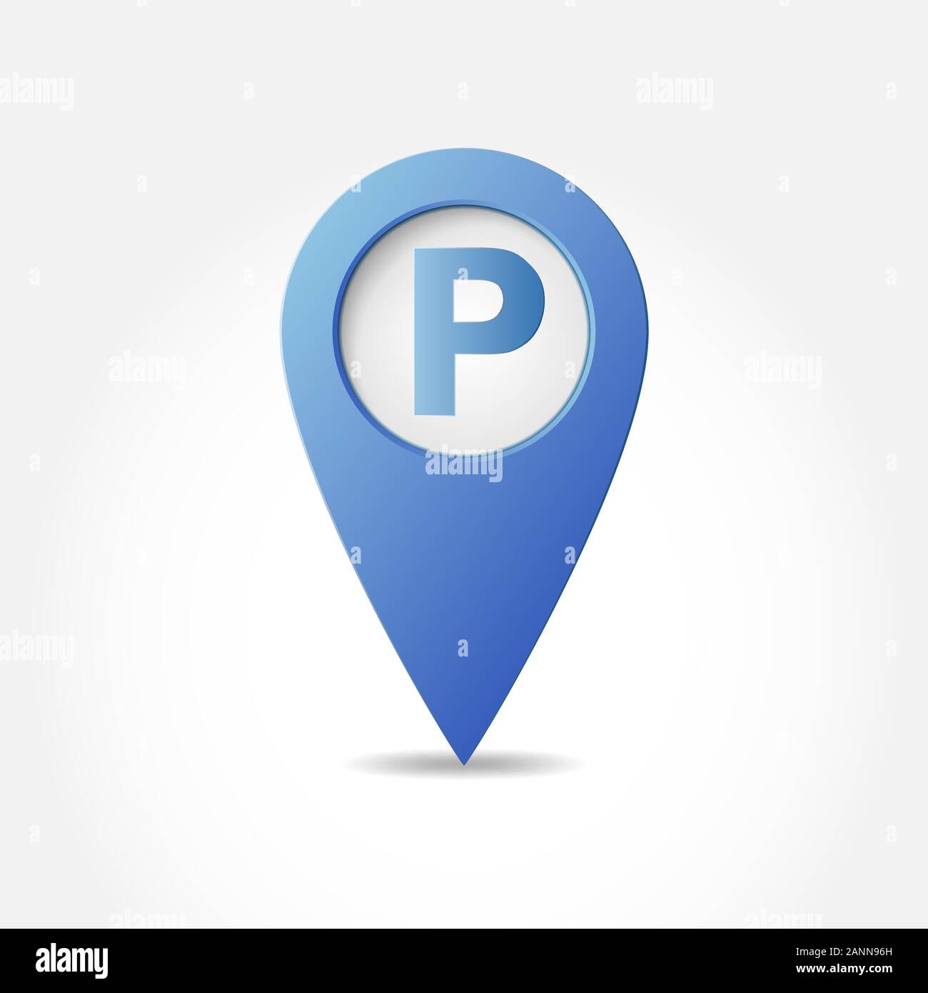 Parking lot sign - vector illustration. Parking pointer icon on white background. Blue map ...