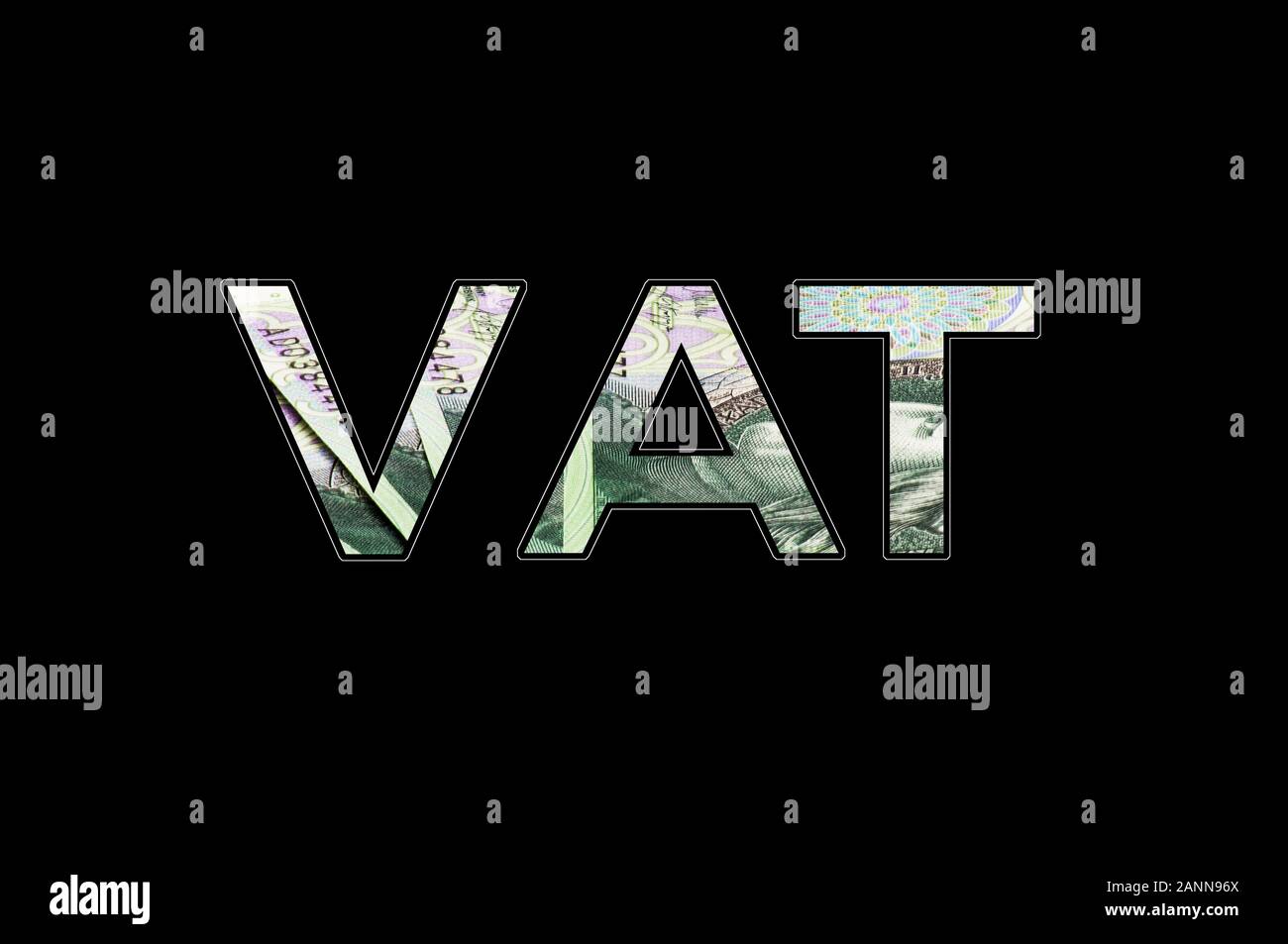 Vat symbol on black background Stock Photo - Alamy