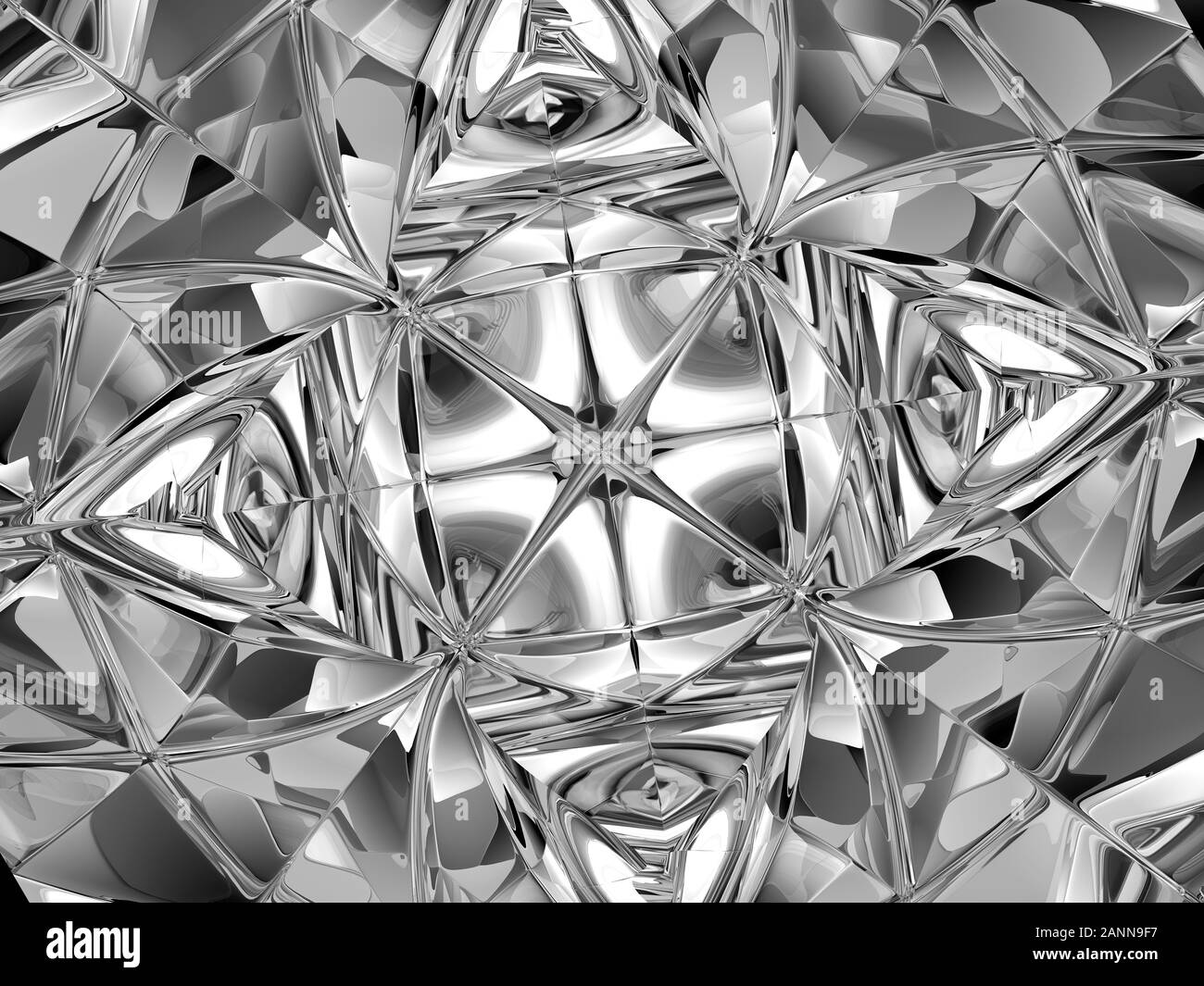 diamond structure extreme closeup and kaleidoscope. top view of round ...