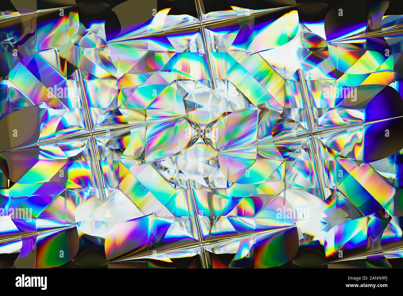 diamond structure extreme closeup and kaleidoscope. top view of round ...