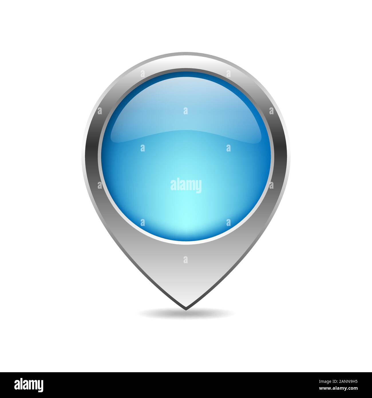 Blue map pointer - vector illustration. Map pointer icon on white ...