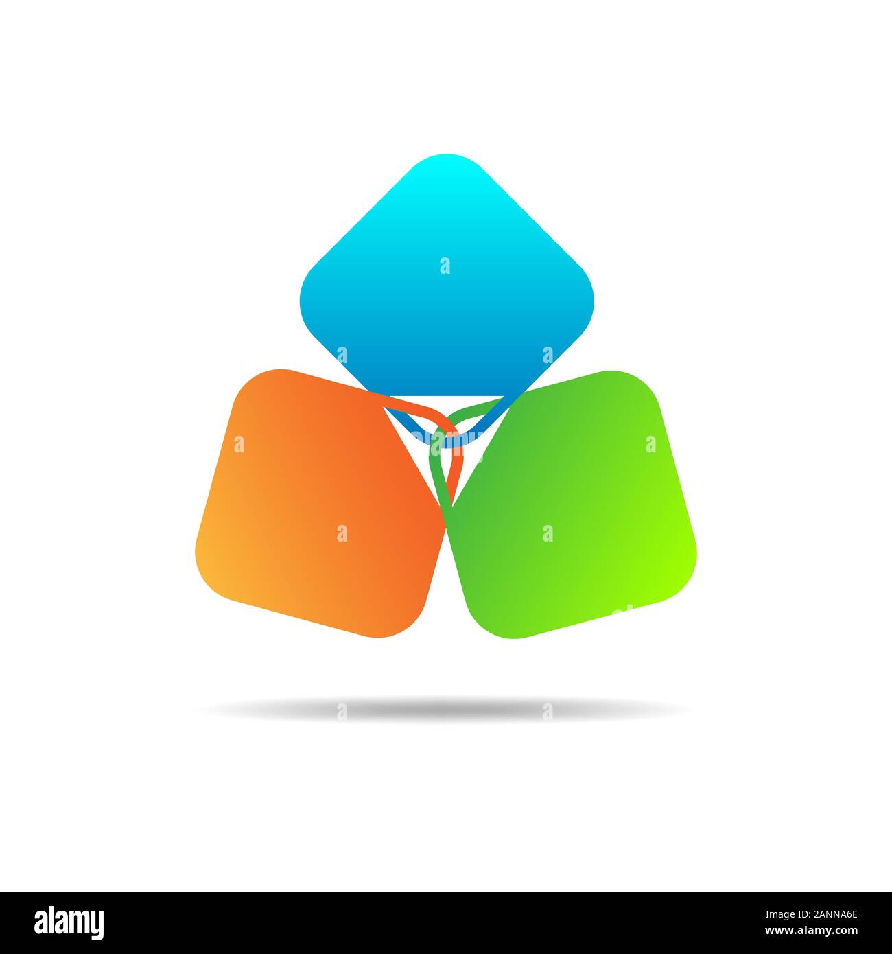 Abstract colorful squares - vector icon. Three simple square connected ...