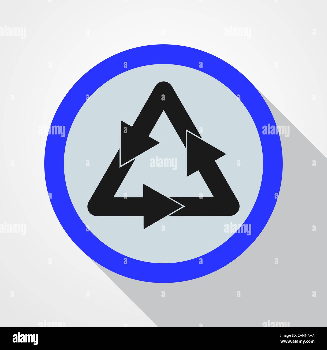 Blue button with image of black recycle sign. Icon of recycle - vector ...