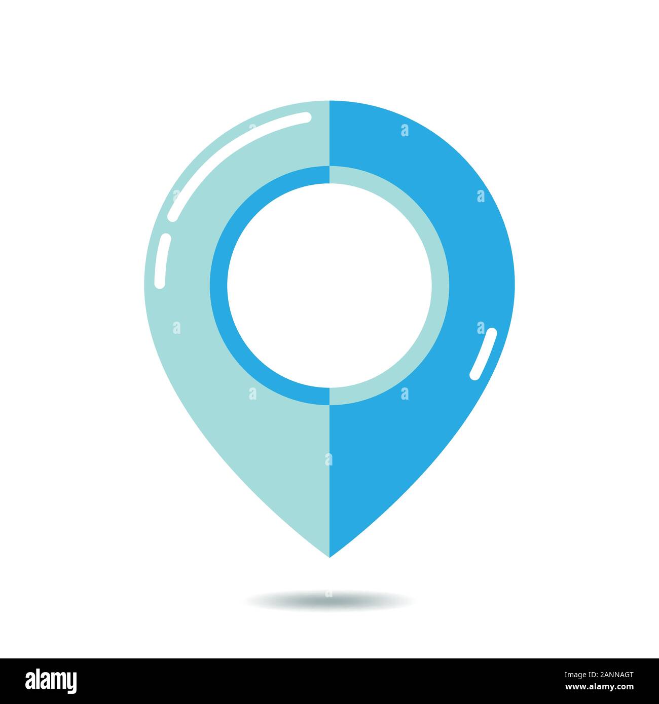 Blue map pointer - vector illustration. Map pointer icon on white ...