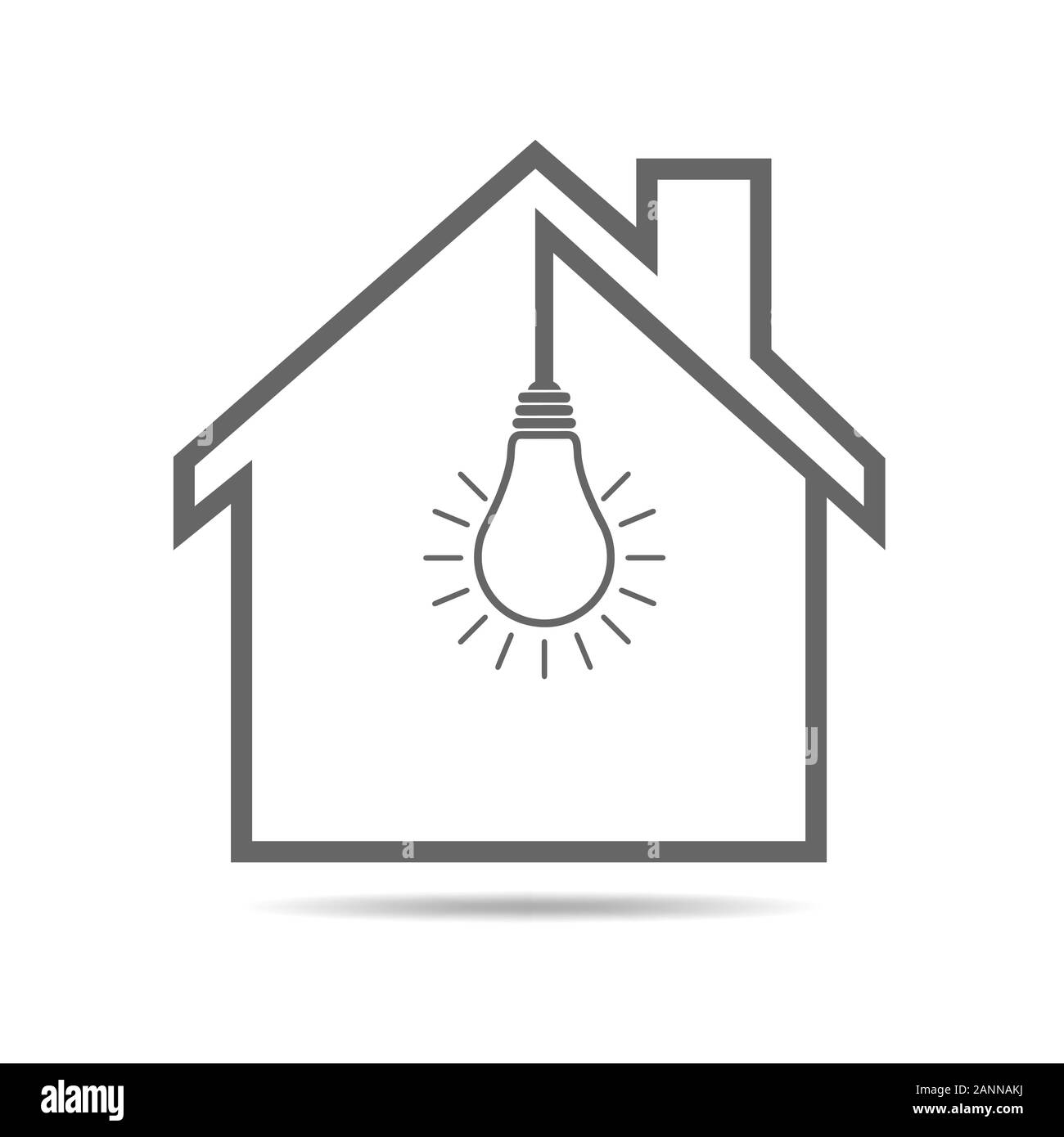 Black house with light bulb - vector illustration. Simple icon with ...