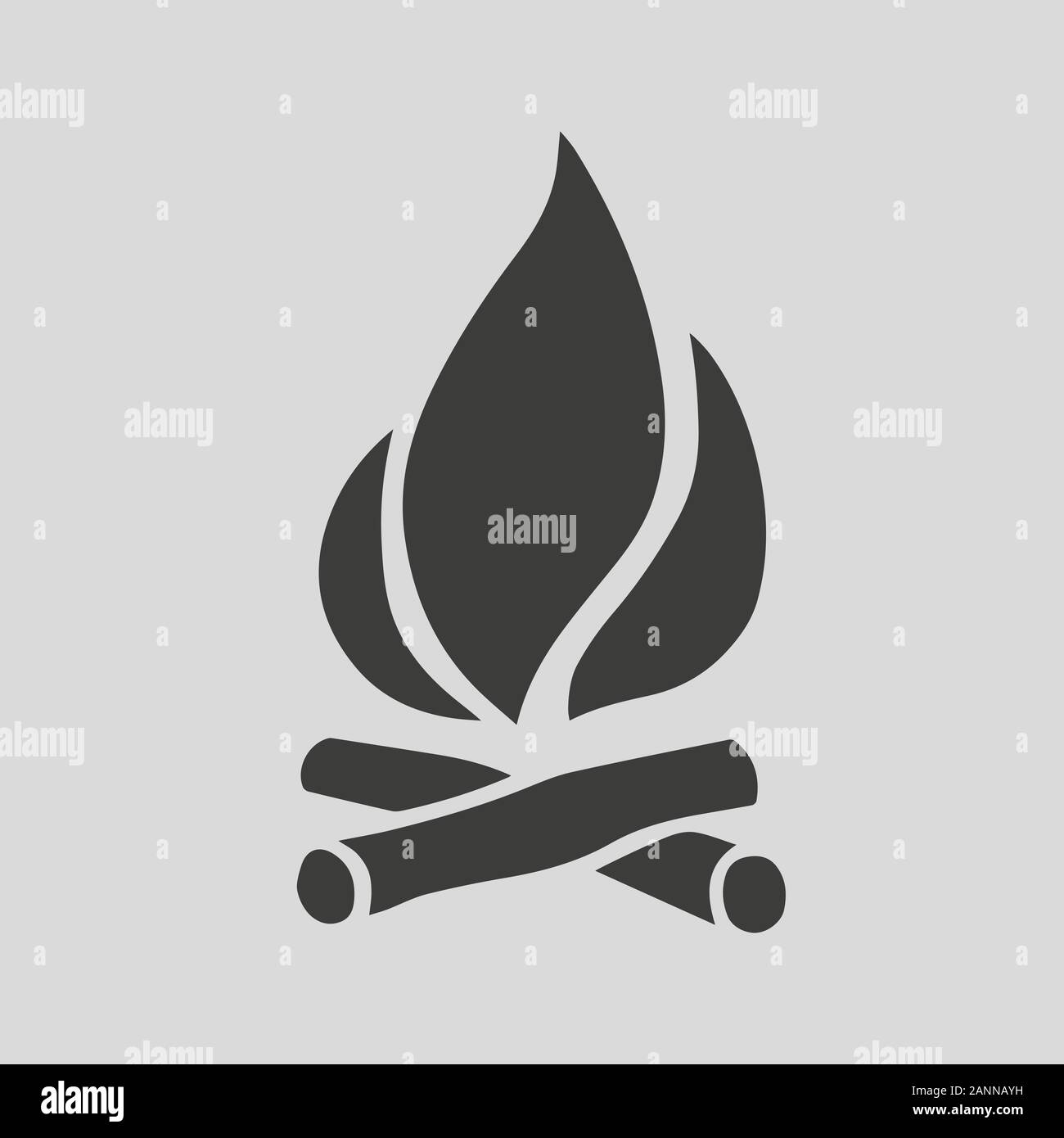 Fire, black icon on a gray background. Simple flat sign of fire ...