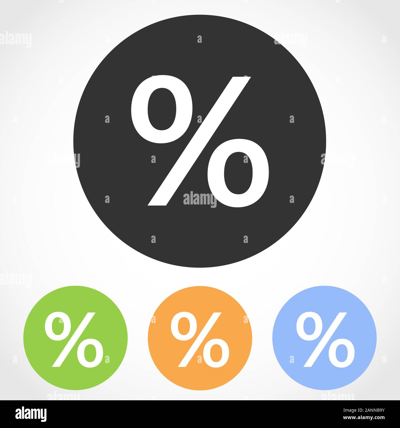 Percent mark icons - vector illustration. Set of flat icons the percent ...