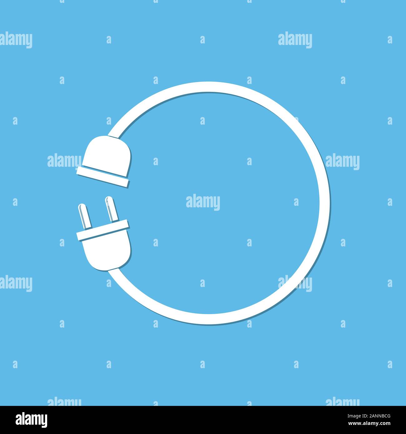 Concept of connection, disconnection of electricity. Simple white ...