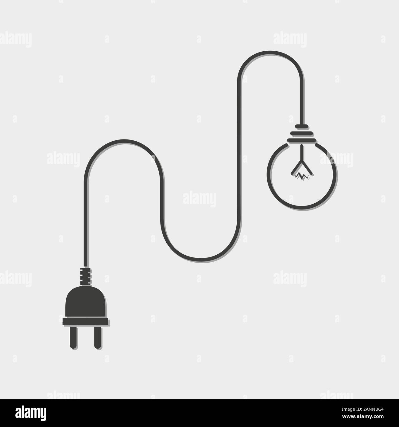 Light bulb and wire plug - vector illustration. Concept connection ...