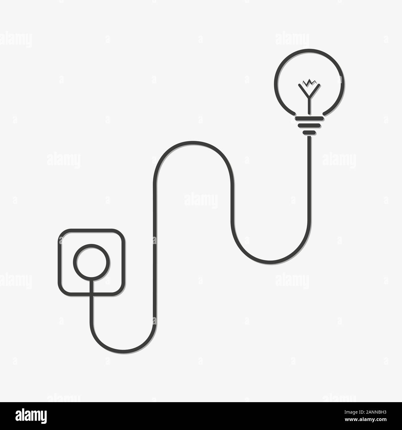 Light bulb and wire plug - vector illustration. Concept connection ...