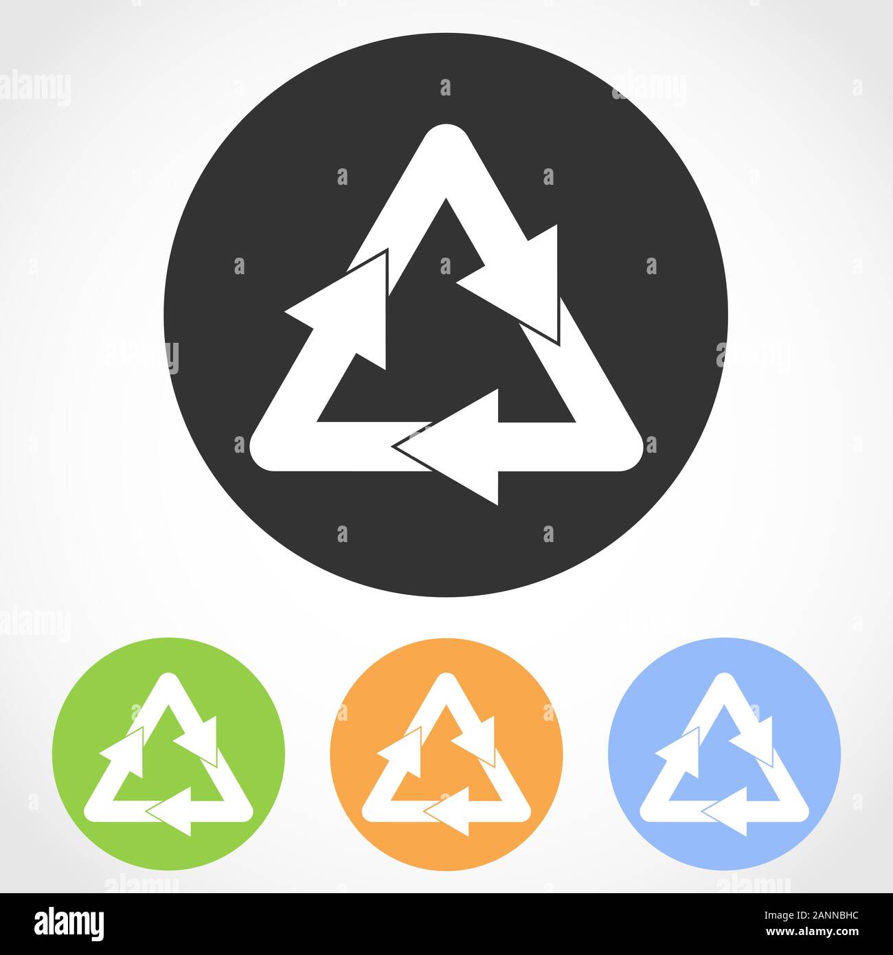 Recycling icon on the round button. Vector illustration. Set of flat ...