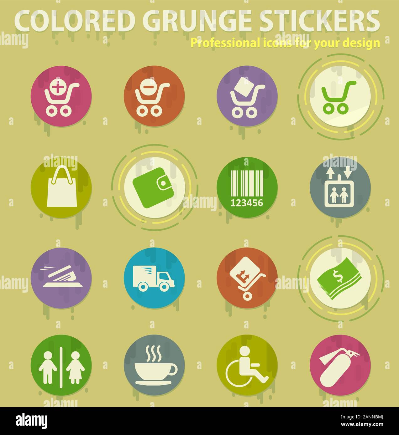online store colored grunge icons Stock Vector Image & Art - Alamy