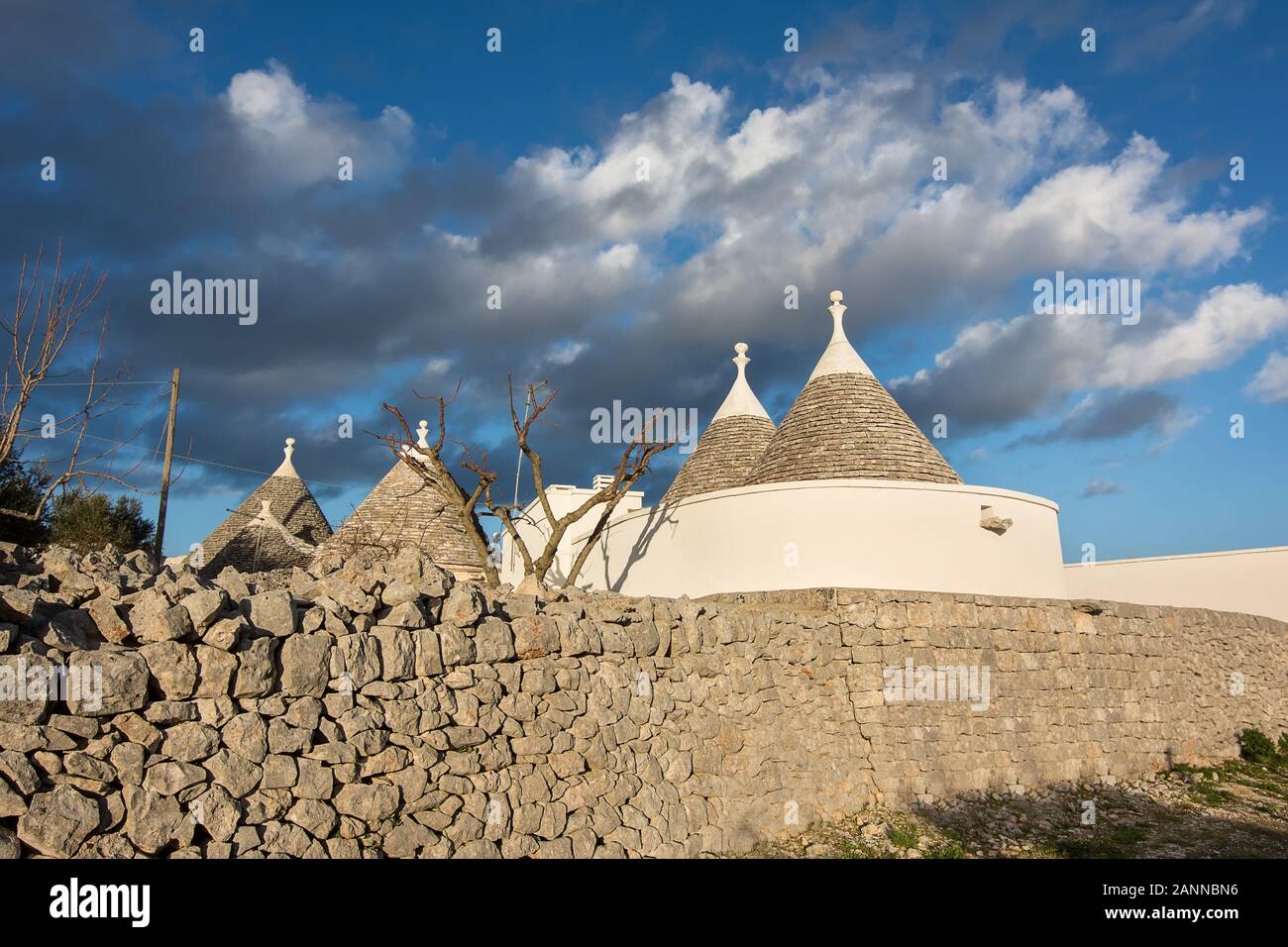 typical houses in the Apulian countryside and a sky with clouds Stock ...