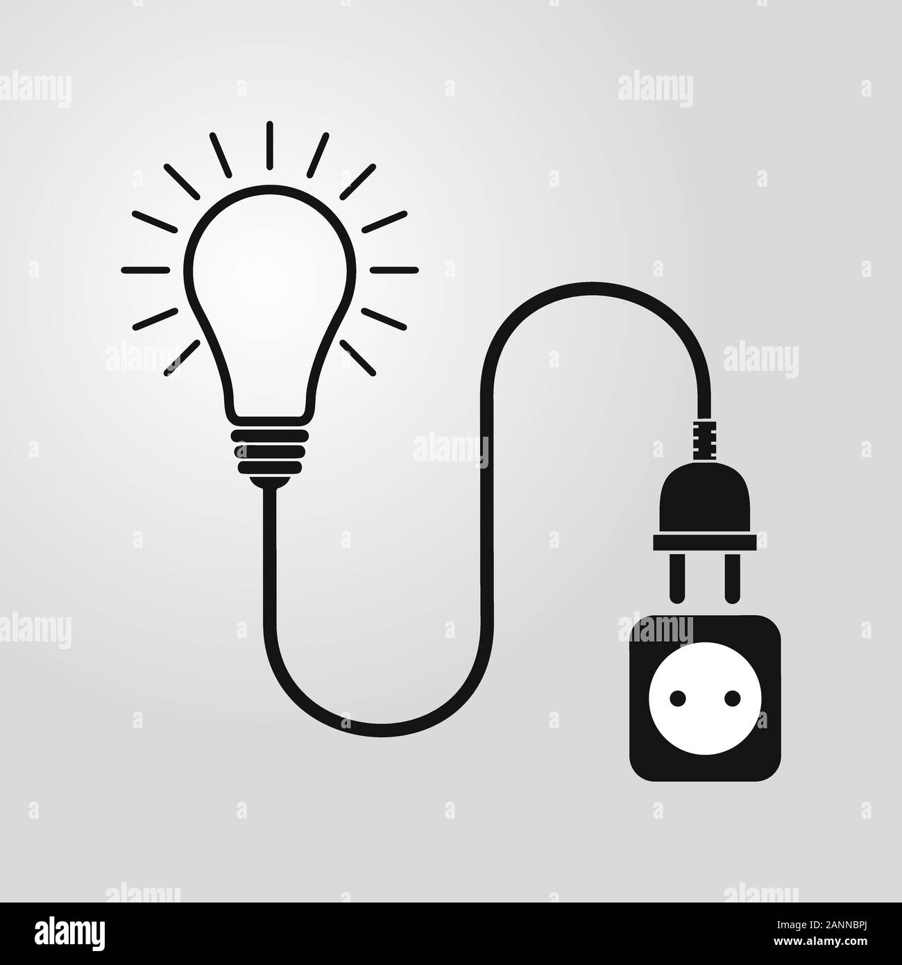 Light bulb, wire plug and socket - vector illustration. Concept ...