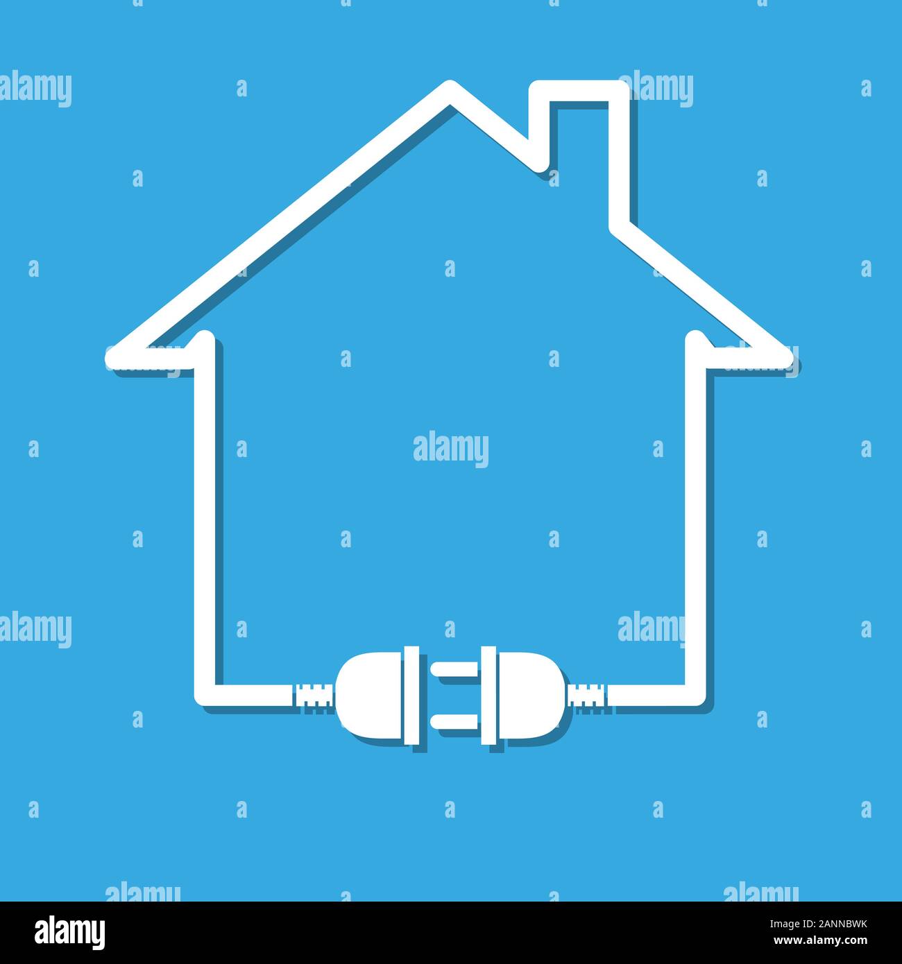 Silhouette of house with wire plug and socket - vector illustration ...