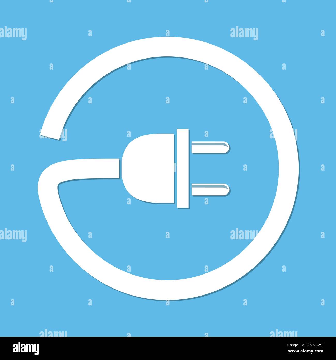 Concept of connection, disconnection of electricity. Simple white the ...