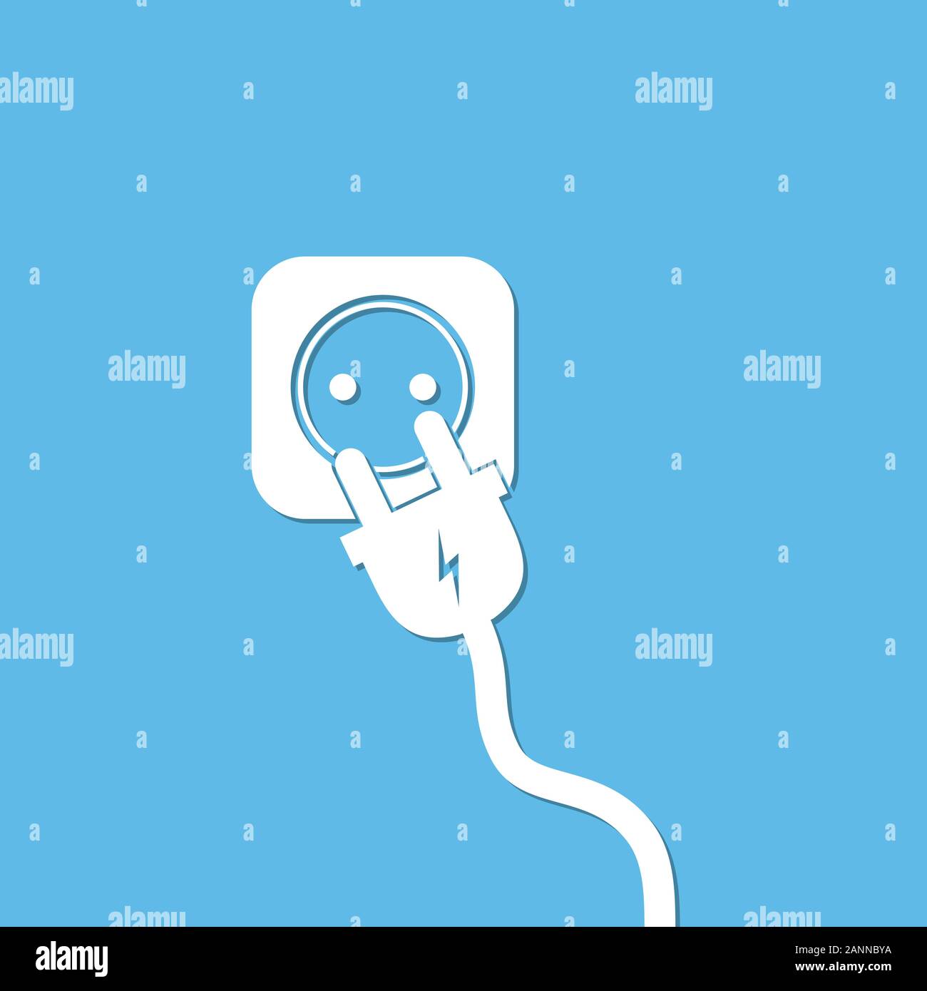 Socket and wire fork - vector illustration. White icon of power ...