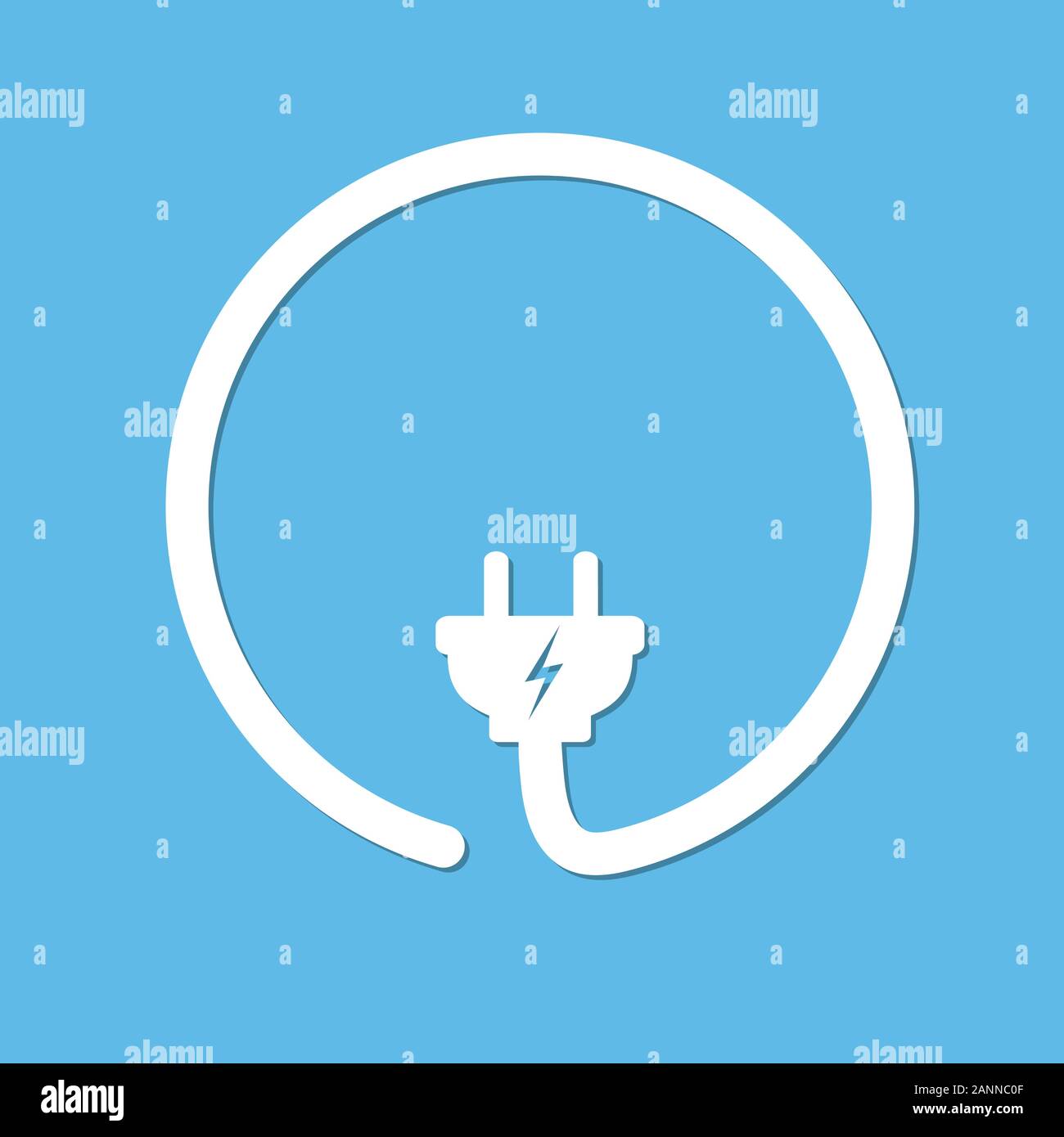 Concept of connection, disconnection of electricity. Simple white the ...