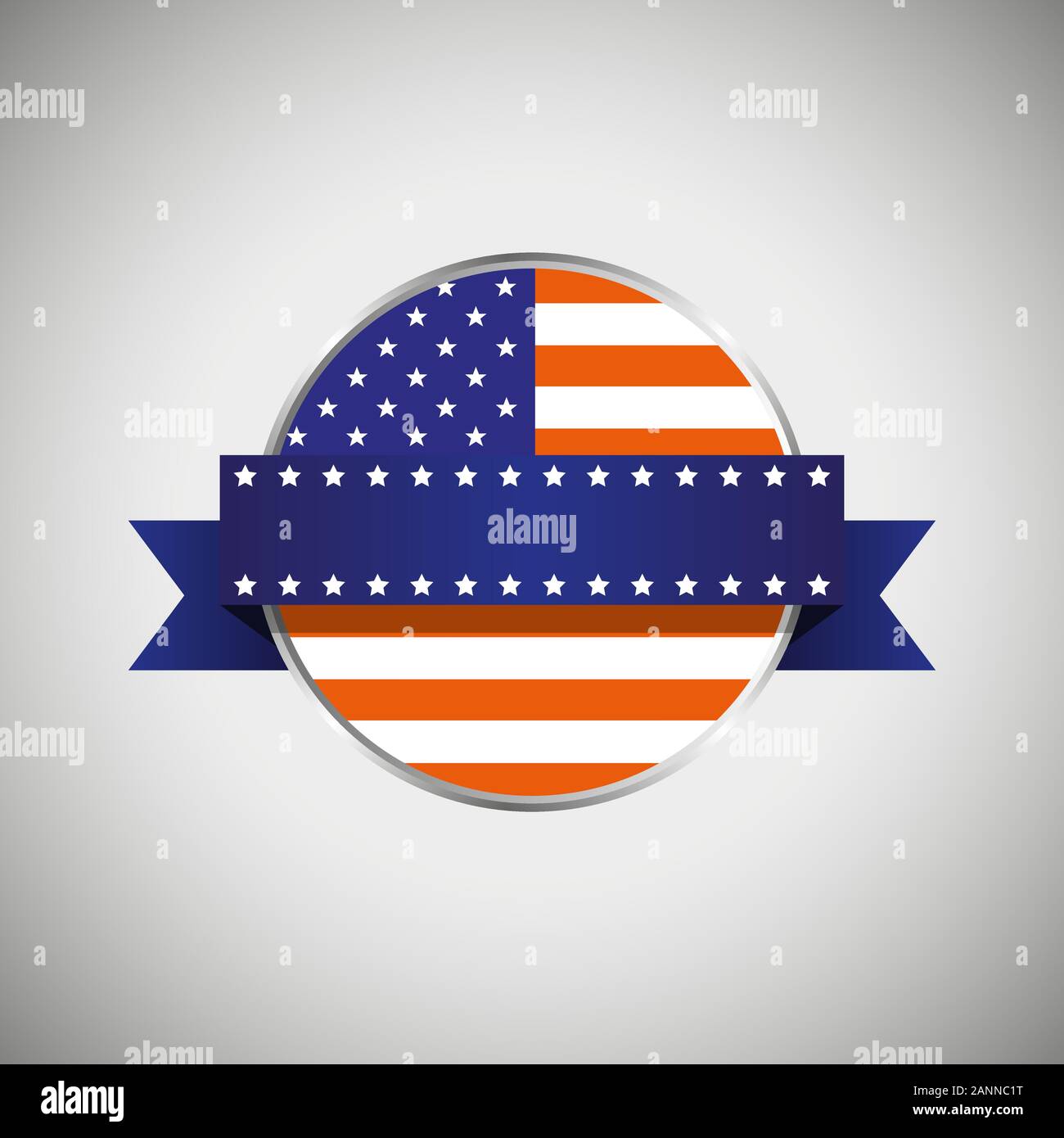 Round banner with the american flag and a ribbon for text. Vector ...
