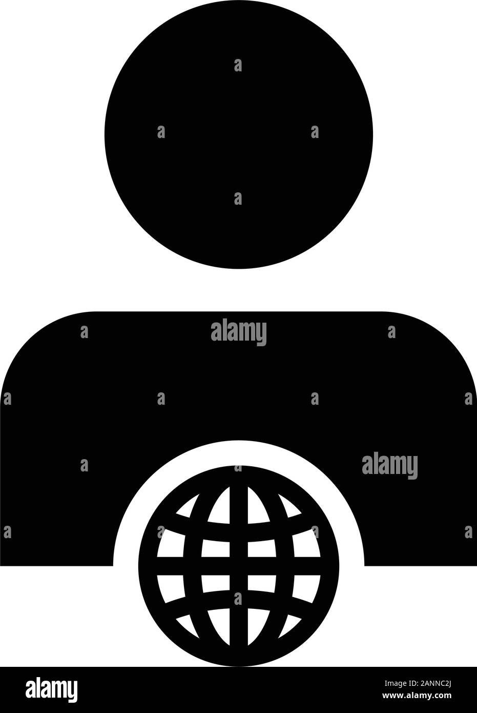 International icon vector globe with male person profile avatar symbol ...