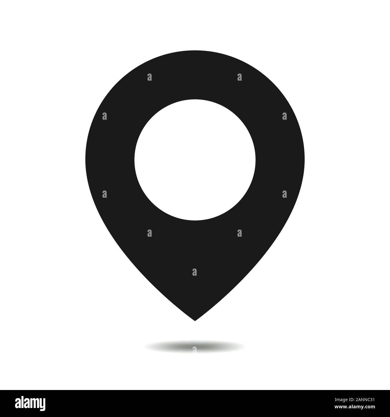 Black map pointer - vector illustration. Map pointer icon on white ...