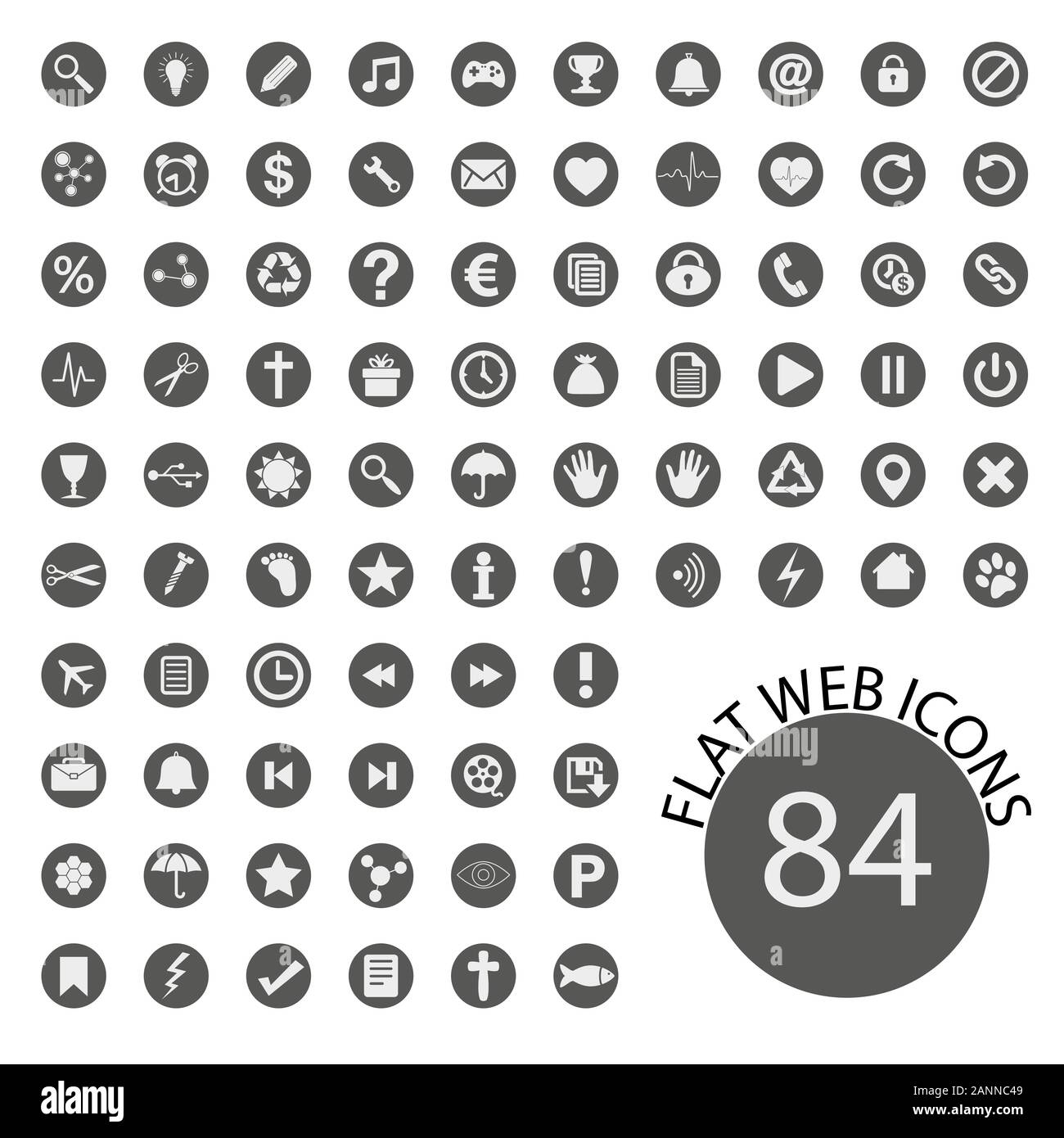 Set of 84 web icons. Simple, modern flat icons. Vector illustration ...